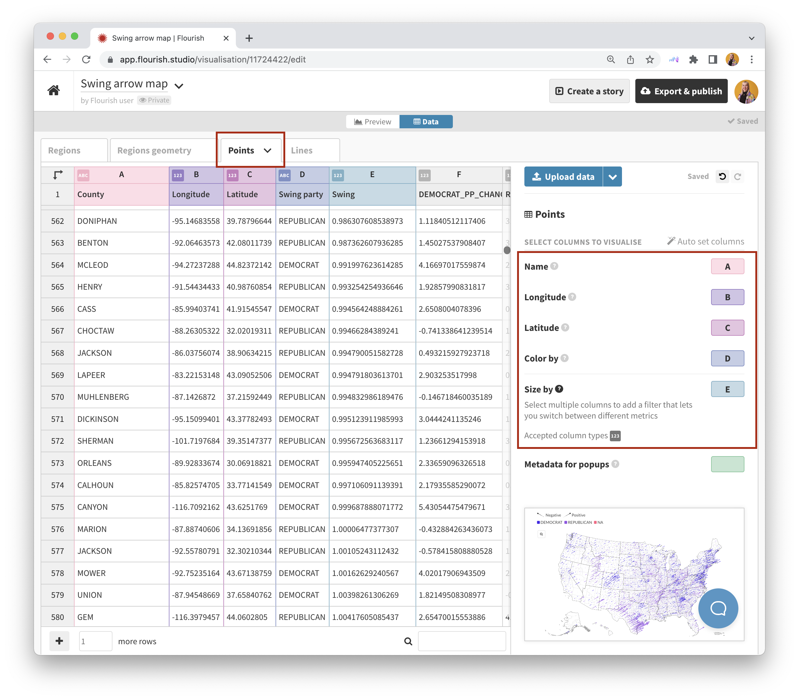 How to create a swing arrow map – Flourish