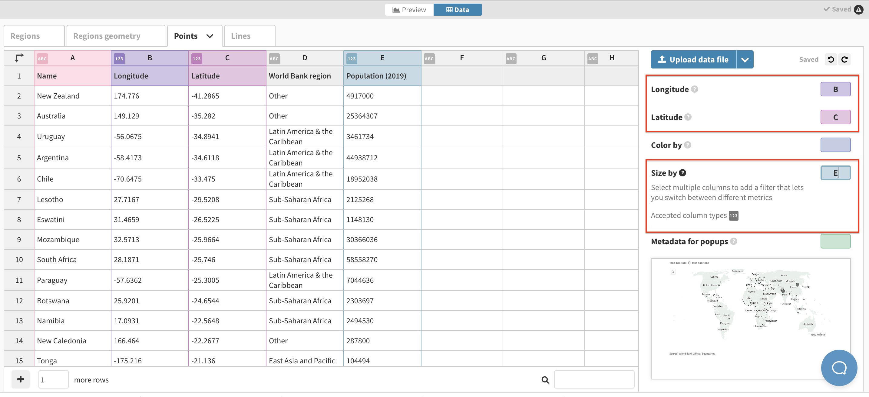 How to use points, spikes and arrows in the Projection map – Flourish