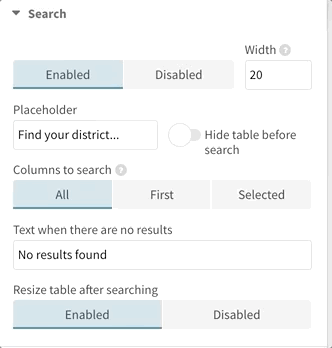 How to speed up your search in the Table template – Flourish